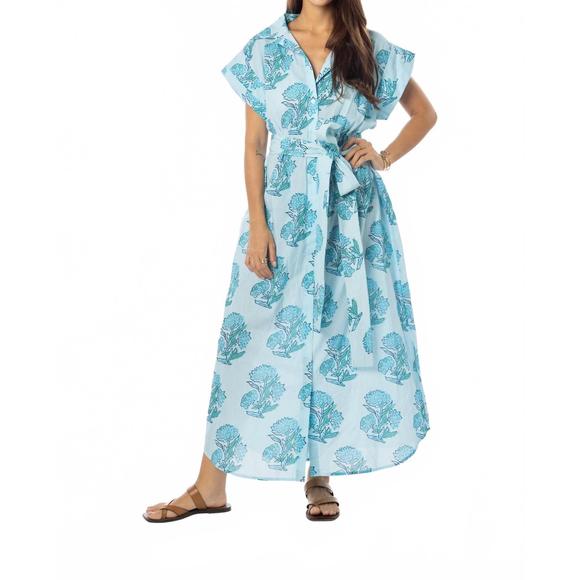Bindu | Dresses | New Bindu Button Down Coverup Maxi Dress In Blue ...